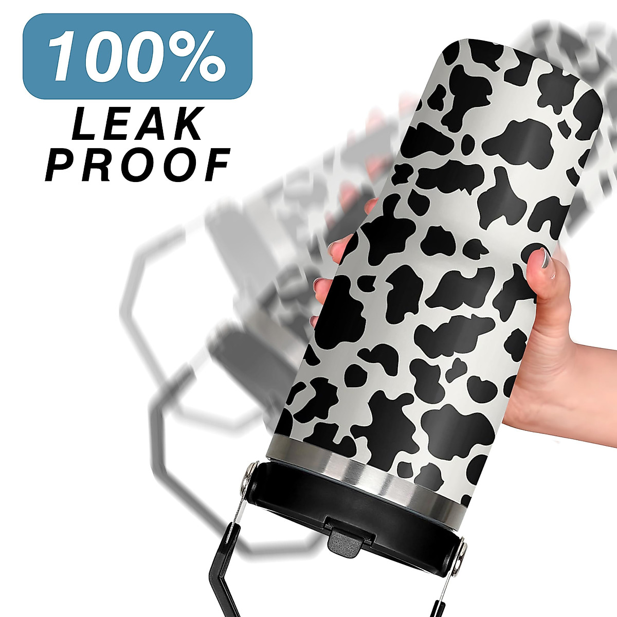30oz Insulated Cow Tumbler with Handle, Featuring a Leak-proof 2-in-1 Lid and Straw, a Vacuum-insulated Travel Coffee Mug, Portable Stainless Steel Water Bottle, Suitable for Both Women and Men