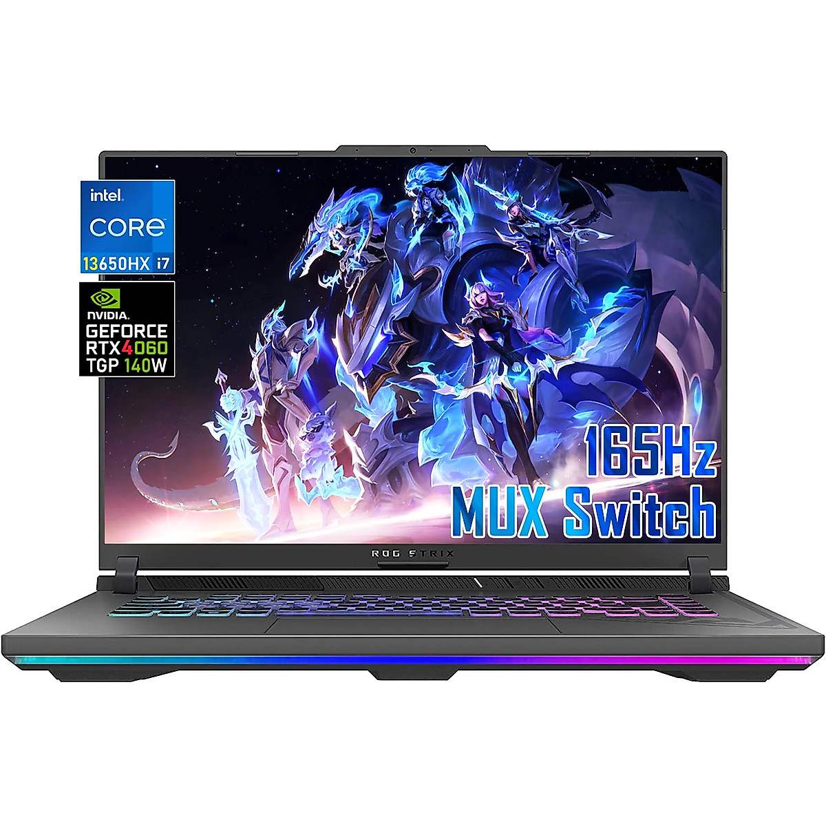 asus ROG Strix G16 (2023) Gaming Laptop, 16:10 FHD 165 Hz, 13th Gen Intel Core i7-13650HX, MUX GeForce RTX 4060(140W); DDR5 RAM, Wi-Fi 6E, Windows 11 Home,w/Mouse Pad (16GB RAM | 1TB PCIe SSD)