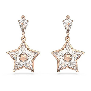 Swarovski Stella drop earrings, Kite cut, Star, White, Rose gold-tone plated