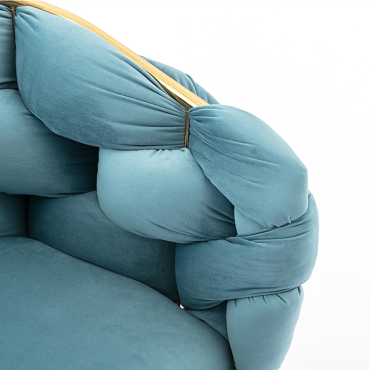 NOLLAM Modern Sofa Chair, Upholstered Armchair, 28.7" Comfy Leisure Chair with Metal Legs, Single Lounge Side Chair for Office, Bedroom, Living Room, Meeting Room, Blue Vanity Chair Club Chair