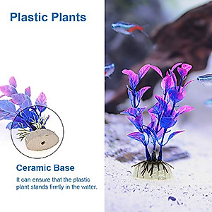 GreenJoy Aquarium Decorations Fish-Tank Accessories Plants - Fish Tank Decor Kit with Artificial Plants and Hideouts Ornaments,Small (Ornaments Set #1)