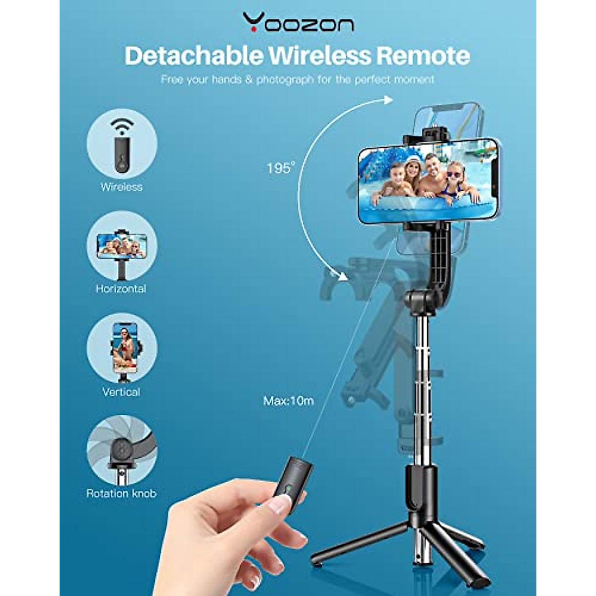Portable Selfie Stick Tripod for iPhone - Versatile Selfie Stick Remote with Cold Shoe & 1/4" Screw, Phone Stand Tripod for iPhone 14 Plus 14 13 12 Pro Max Mini,Samsung Galaxy S22 Note 20, Pixel 6XL