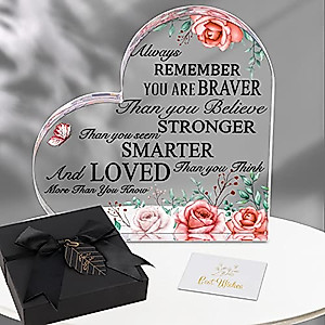 OurWarm Inspirational Gifts for Women, Motivational Quotes Office Desk Decor Cheer Up Gifts for Birthday, Graduate, Anniversary, Christmas, Graduation Gifts for Her, Heart Decorative Signs & Plaques