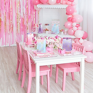 HEJIN 30PCS Tie Dye Party Bags with Stickers, Pink and Purple Small Gift Bags, Mermaid Unicorn Birthday Party Favors Bags for Girls Goodie Bags for Kids Birthday Party, Baby Shower, Halloween, Wedding