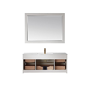 Altair Design Morgan 48" Carrara White Stone Countertop Single Vanity w/Mirror White