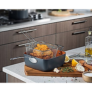 Gotham Steel Ultimate Piece All in One Chef’s Kitchen Copper Coating – Includes Skillets, Stock Pots, Deep Square Pan with Fry Basket, 15 Pc Set