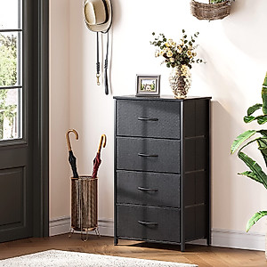 ODK L Shaped Gaming Desk with 4 Drawer Storage Cabinet Dresser, Black Carbon Fiber Computer Desk and Black Dresser