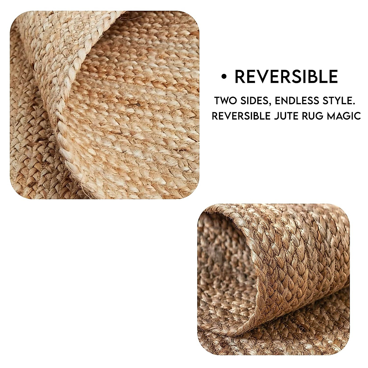 EXPORT PROFILE Handmade Reversible Round Area Rug, 2 Feet Natural Jute, Rustic Charm Home Decor for Kitchen Living Room