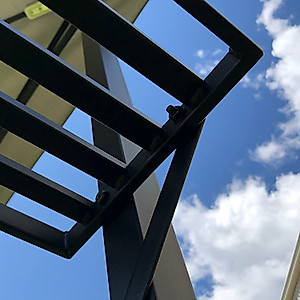 BACKYARD EXPRESSIONS PATIO · HOME · GARDEN Grilling Gazebo w/LED Lights, Barbecue Grill Canopy Tent w/Air Vent, Double Tiered, Powder Coated Steel Frame, Black and Gray - 8' x 5' (911268-NM)