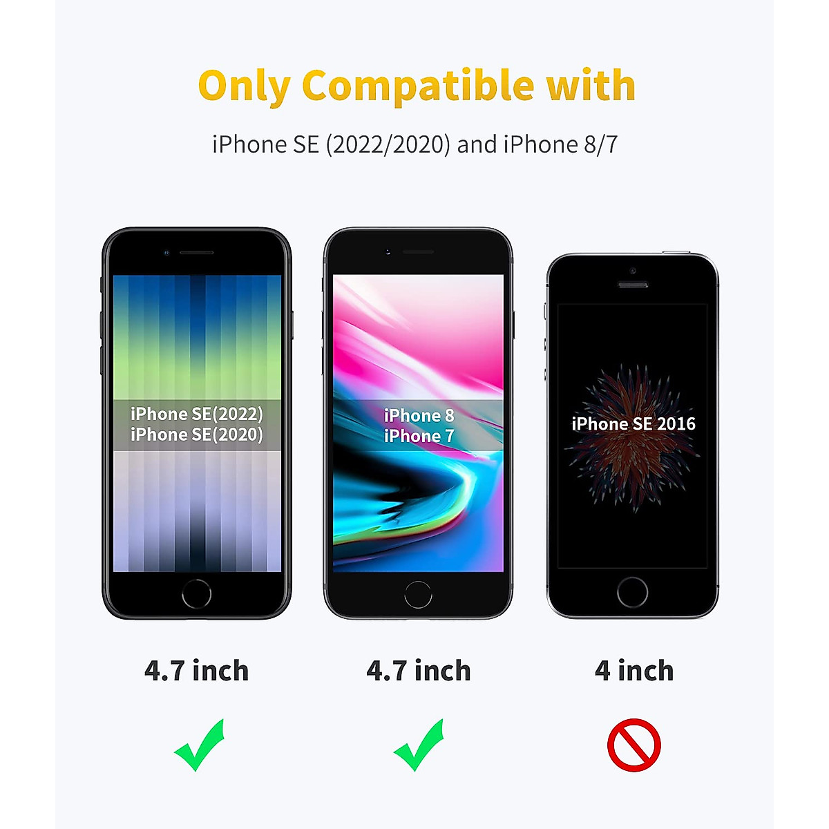 UNBREAKcable Protective Glass for iPhone SE 2022/2020, Pack of 2 Screen Protector for iPhone SE 2020/8/7/6/6s, [9H Hardness], 2.5D Double Defense Series Screen Protector, Scratch-Resistant,