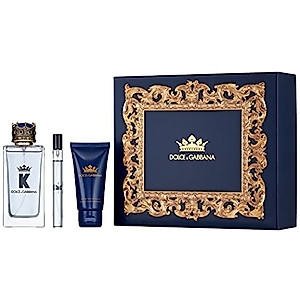 DOLCE & GABBANA K for Men 3-Piece Gift Set (3.4 Ounce Eau De Toilette Spray +1.6 Ounce After Shave Balm+0.33 Ounce Eau De Toilette Spray), multi color