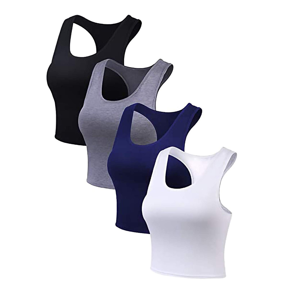 Aniywn Sleeveless Workout Tops for Women Racerback Cropped Tank Top Slim Fitted Exercise Yoga T-Shirts Gym Running Shirts