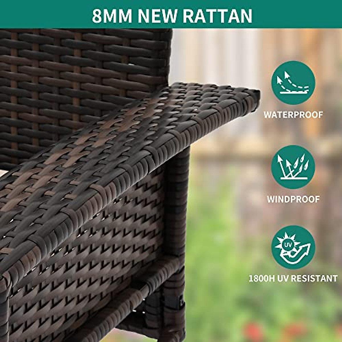 YITAHOME Wicker Hanging Porch Swing Chair Outdoor Brown Rattan Patio Swing Lounge w/ 2 Back Cushions Capacity 530lbs for Garden, Balcony, Living Room, Beige