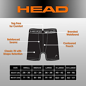 HEAD Mens Boxer Briefs -Performance or Cotton Stretch 12-Pack Tagless Medium