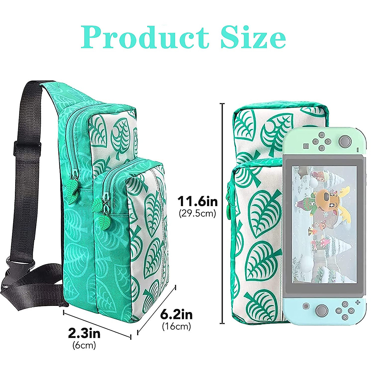 BTMETER Travel Bag for Nintendo Switch, Console, Joy-Con Grip & Dock, Leaf Crossing Case Nylon Water Resistant Portable Shoulder Crossbody Bag Backpack for iphone Switch Lite