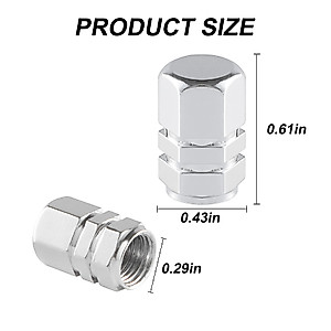 alpmosn Aluminum Tire Stem Valve Caps Wheel Valve Covers Car Dustproof Tire Cap Cover Accessories, Universal for SUV, Car, Bike and Motorcycle，Hexagon Shape (4PCS Silvery)