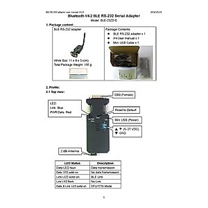 Gozens Bluetooth V4.2 BLE RS-232 Adapter External dipole Antenna for All OS Platform, iOS, Android, Windows or etc.