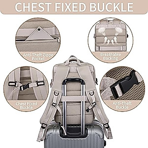 QOECI Waterproof Travel Backpack for Women Men, 44L Carry On Backpack with USB Charging Port, 17.3" Laptop Backpack, Personal Item Bag for Airlines Approved, Business Backpack Casual Daypack 1680D