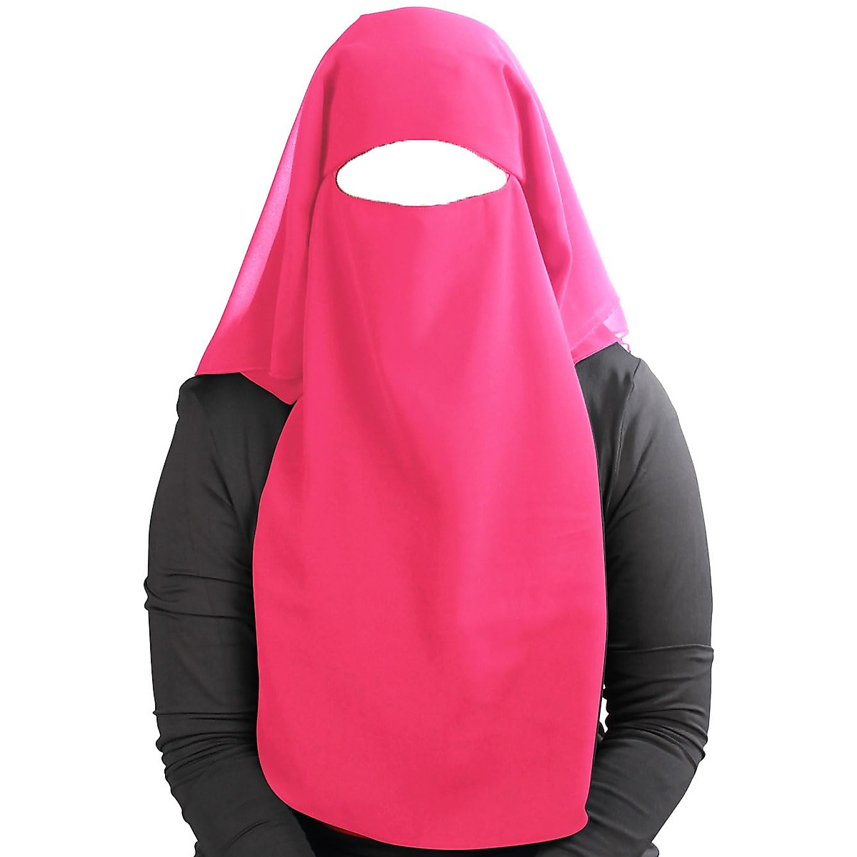 MyBatua 3 Layers Saudi Niqab In Breathable Georgette, Wholesale Price, 1pc Face Veil NQ-003 (Sweet Pink)
