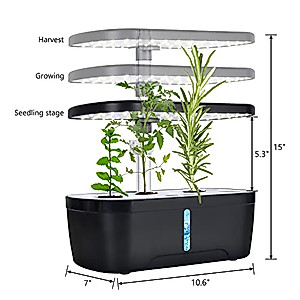 DISNILA Hydroponic Growing System Indoor Hydroponics Garden 20W 83 LED Full Spectrum Growing Light, 6Pods Smart Automatic Timer Hydrogarden for Indoor Kitchen Black