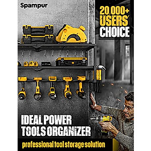Spampur Power Tool Organizer for Tool Storage, Drill Holder Wall Mount, Tool Organizers and Storage Rack for Garage Organization, Heavy Duty Metal Tool Shelf, cordless drill storage for Father's Day