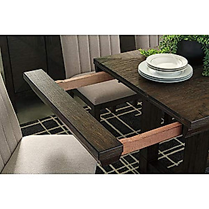 Signature Design by Ashley Dellbeck Casual Rectangular Dining Extension Table, Seats up to 8, Dark Brown
