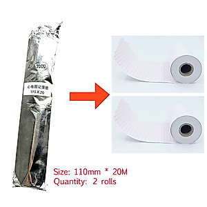 TDOU 2 Rolls Thermal Recorder Paper, Printer Paper for ECG EKG Machine/Electrocardiograph Machine ECG600G (12 Leads 3/6 Channel 110mmx20m)