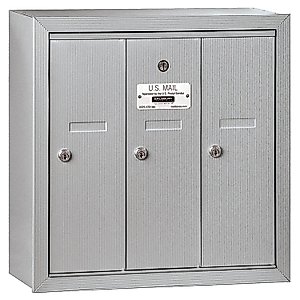 Salsbury Industries 3503ASU Surface Mounted Vertical Mailbox with 3 Doors and USPS Access, Aluminum