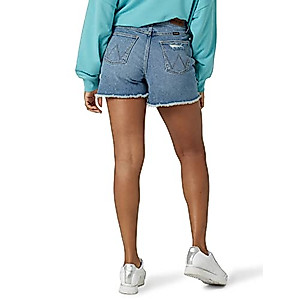 Wrangler Women's 4" Fray Jean Short, Sky Light, 12