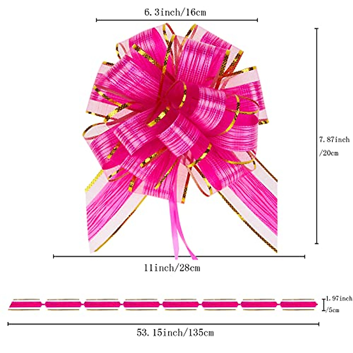 Pull Bows for Gifts Basket Christmas Wrapping Ribbons and Bow Large Bows for Cars A8-9pcs-Multi