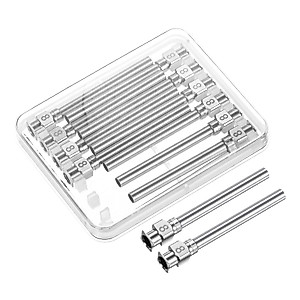 HARFINGTON 12pcs 8Gauge Stainless Steel Dispensing Needles, 1 1/2" All Metal Glue Needle Tube Blunt Tips Luer Lock for Thick Liquids, Ink, Glue, Lab Use