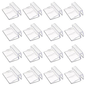 LEEFONE 16 PCS 6mm Acrylic Aquarium Cover Clip, Clear Fish Tank Glass Cover Clip Support Holder Universal Lid Clips for Rimless Aquariums