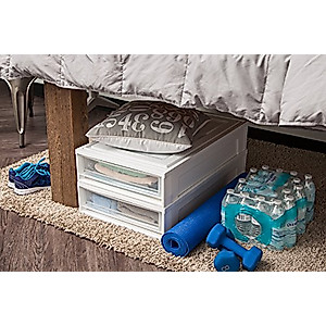 BC-UB Under Bed Box Chest Drawer, White, 2 Pack, 27 Quart
