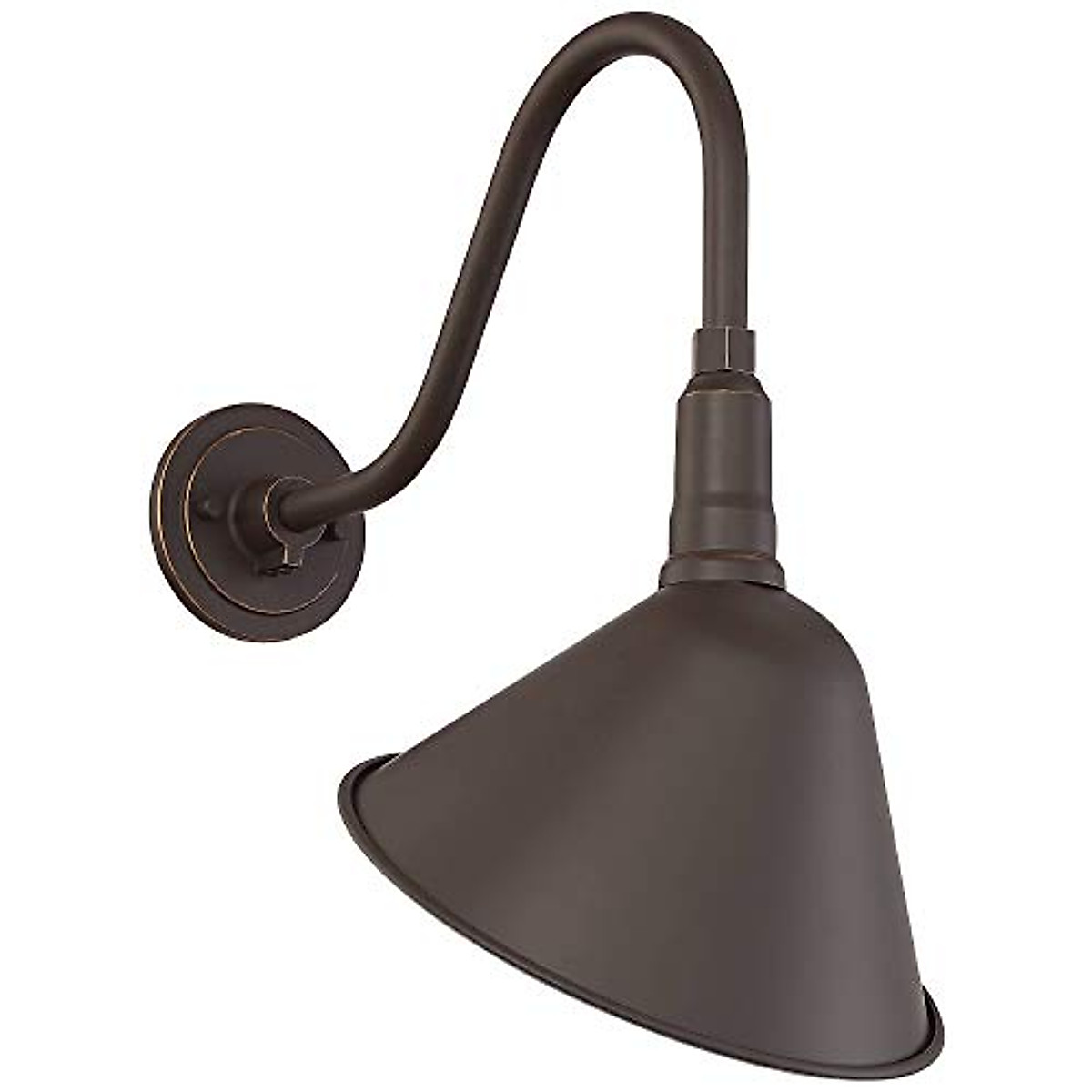 Franklin Iron Works Neihart Rustic Farmhouse Industrial Outdoor Barn Light Fixture Bronze 18 1/4" Curving Gooseneck RLM for Exterior House Porch Patio Outside Deck Garage Yard Front Door Home