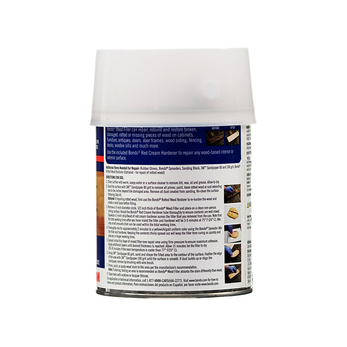 Bondo Home Solutions Wood Filler, Sandable in 15 min, 1.9 lbs with 1 oz Hardener