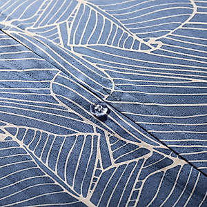 Get Bed Ready Unique Mid-Century Modern Boho Chic Vintage Retro Mod Print Bedding Egyptian Cotton Duvet Cover Set Minimalist Chic Botanical Design Asian Zen Style Pattern (King, Dusky Blue)