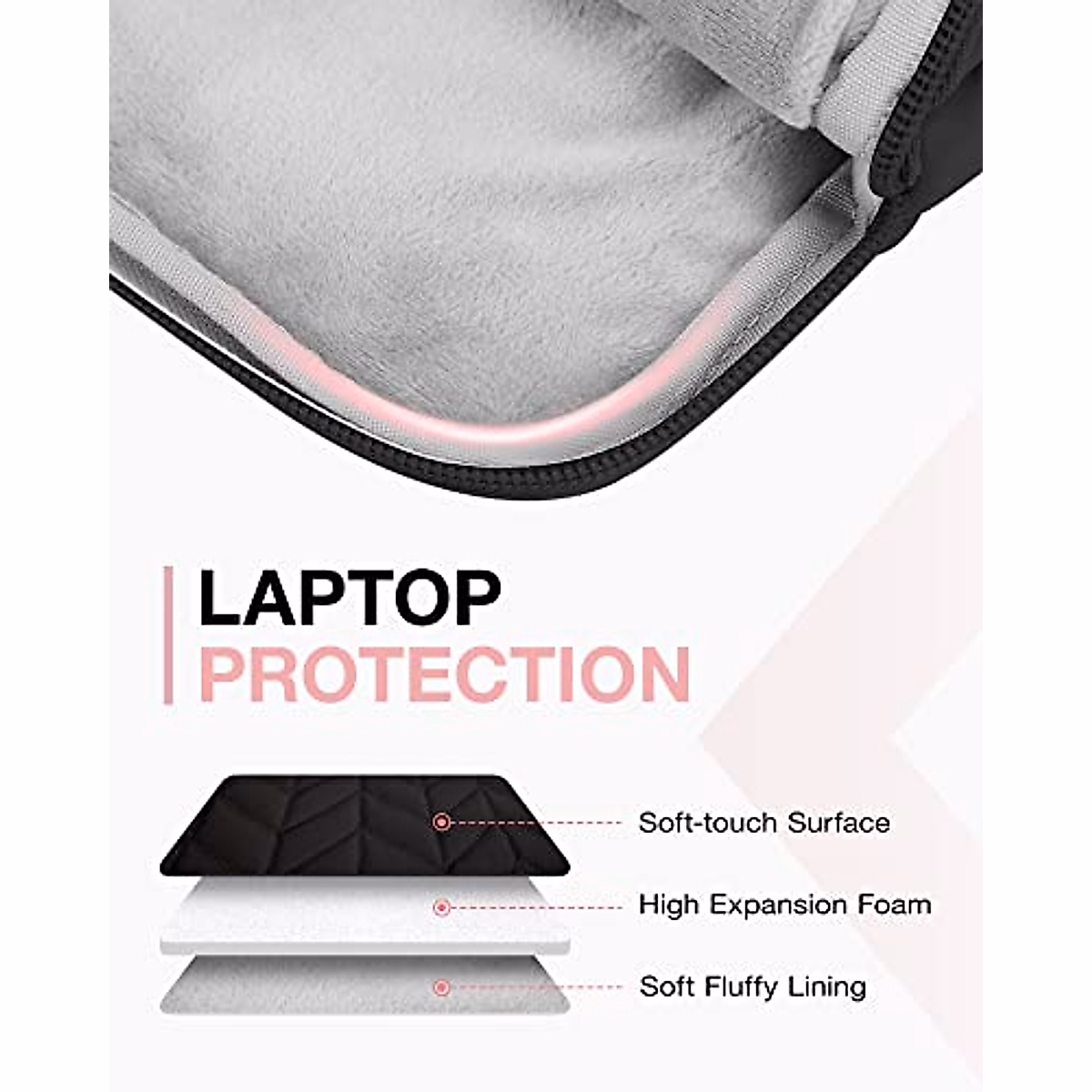 BAGSMART 13-14 inch Laptop Sleeve with Handle, Puffy Padded Laptop Case with Accessories Bag, MacBook Case Sleeve Fitted with MacBook Air Pro 13.3 inch 14 inch, Computer Sleeve Fitted with Dell,HP