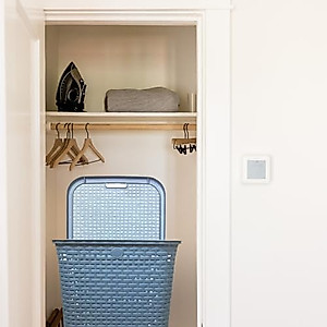 Elly décor Rattan 12 gallons Tall Plastic Laundry Hamper, Laundry Basket with Cutout Handles, Washing Bin, Dirty Clothes Storage, Bathroom, Bedroom, Closet, 48 lts blue