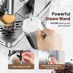 KEENSTAR Espresso Machine, 20 Bar Cold Brew Espresso Maker with Milk Frother Steam Wand, Latte Machine for Cappuccino, Latte, Gifts for Mother or Father