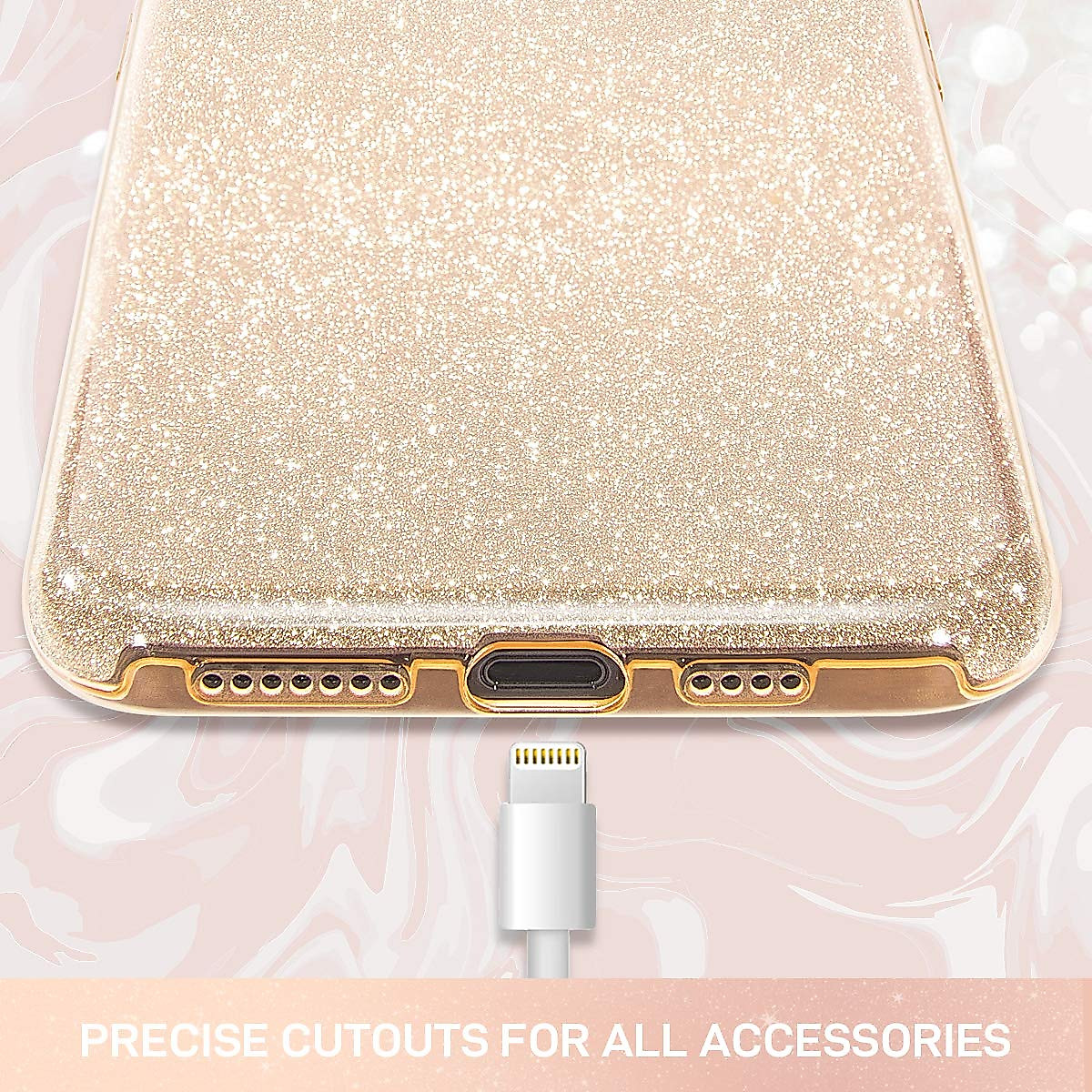 MILPROX Case Compatible for iPhone 11 Pro, Bling Sparkly Glitter Luxury Shiny Spark Shell, Protective 3 Layer Hybrid Anti-Slick Slim Soft Cover for iPhone 11 Pro 5.8 inch (2019) -Gold