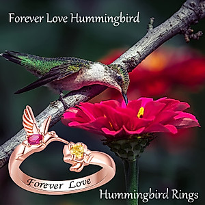 QYYGYLLR Women's Forever-Love Hummingbird Open Rings