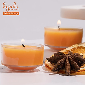 HYOOLA Scented Tealight Candles - Clear Cup - Winter Orange Tealight Candles Scented - 6 Hour Burn Time - 15 Pack - European Made