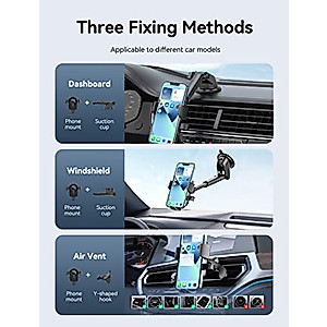 Phone Mount for Car VENTION Vent-Windshield-Dashboard Car Cell Phone Holder Mount 3 in 1 Automobile Cradles Stand suction cup phone holder for car cell phone mount for car cell phone automobile cradles Compatible with iPhone 13 14 Pro Max