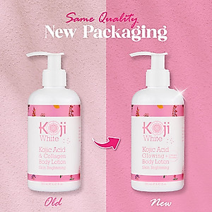 Koji White Kojic Acid & Collagen Body Lotion, Women Gifts Set for Skin Brightening with Arbutin, Glowing Skin, Moisturizer & Radiant Complexion, Uneven Skin Tone - Vegan, 8.45 Fl Oz (2 Packs)