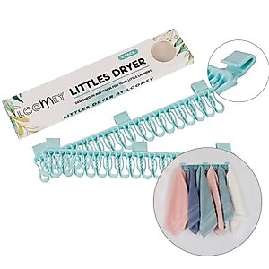 Loomey Plastic Laundry Dryer Hanger Clips, Perfect for Socks, Underwear, Modern Nappies, Baby and Small Clothes, Durable Sturdy Grip Slip Resistant Drying Clothesline pegs(2X17 Pins) - Mint