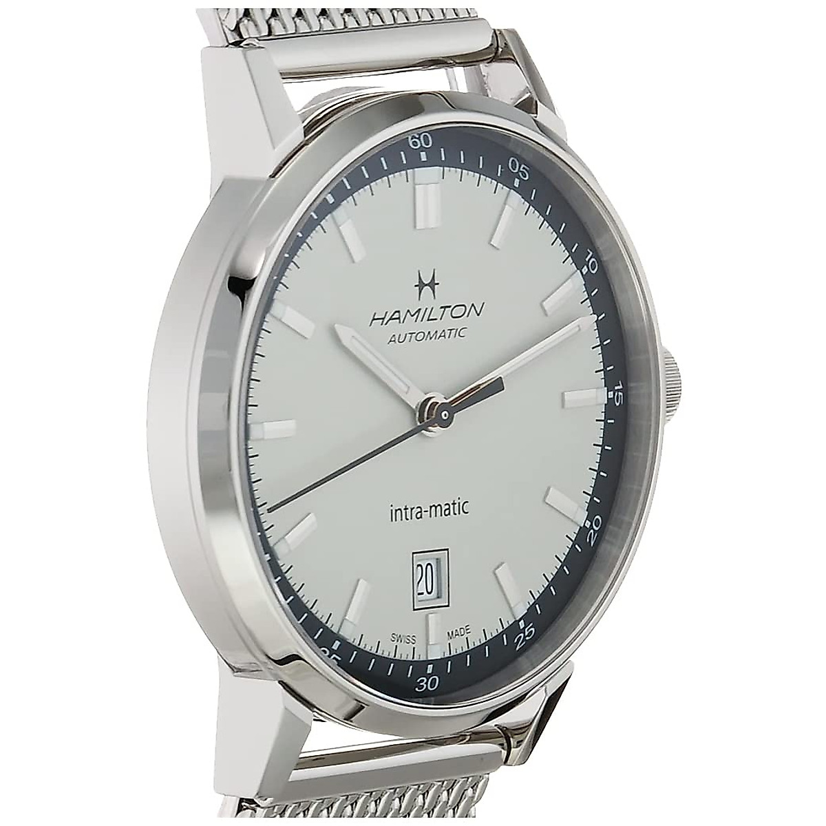 Hamilton Watch American Classic Intra-Matic Swiss Automatic Watch 40mm Case, Beige Dial, Silver Stainless Steel Bracelet (Model: H38425120)