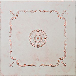 R43 White Satin Washed Copper 20x20 Amazing Styrofoam Tin Look Ceiling Tiles Easy to Glue Up On Any Type of Surface