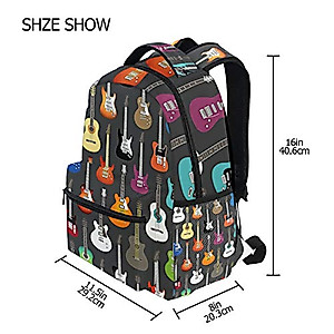 Music Guitar School Backpack for Teen Boys Girls Kids Bookbag Laptop Backpack Travel Daypack Student Computer Bag Schoolbag for Women Men Teens College Work Fits 14 Inches Notebook