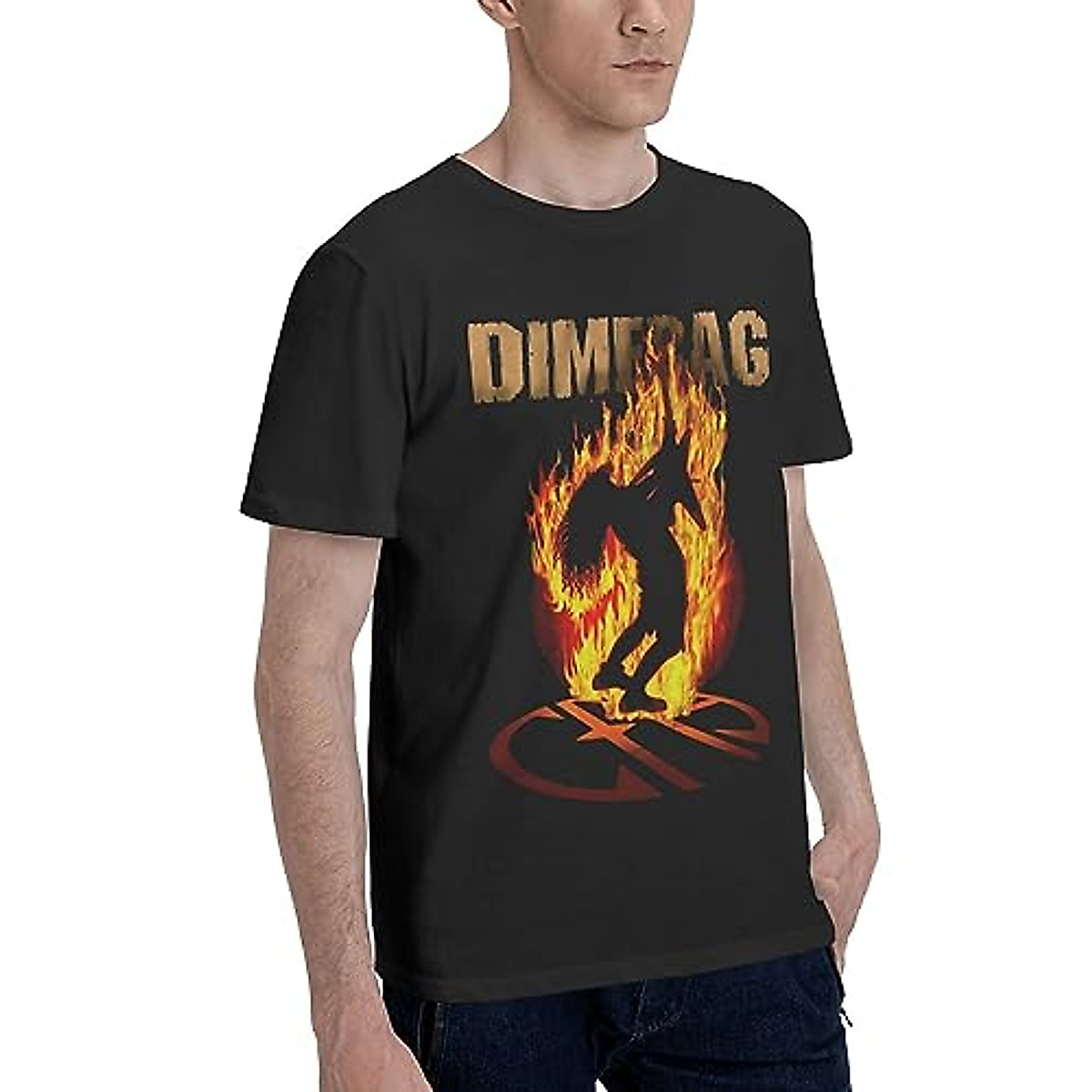 Dimebag Style Singer Darrell Men's t-shirtFashion Short Sleeve T Shirts Youth Popular Summer Cotton for Dating Top Large Black