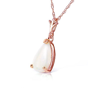 Galaxy Gold GG 14k 16" Solid Rose Gold Drop Pendant Necklace with Pear Shape 0.77 Carat Natural Vibrant Opal